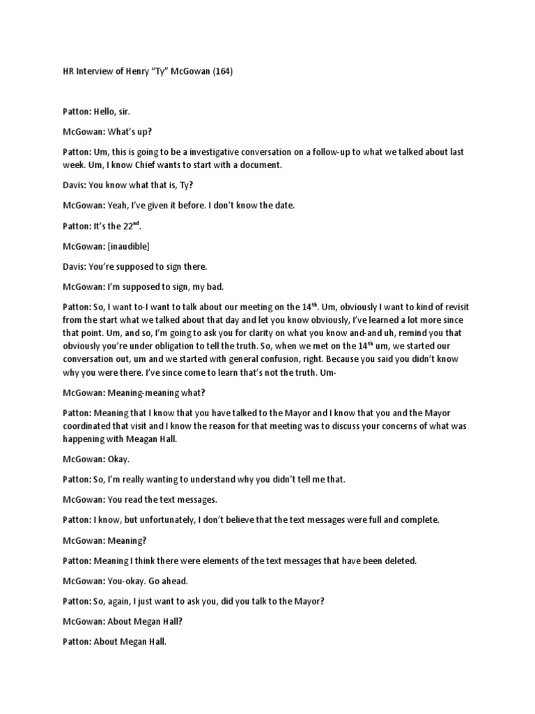 Transcript - Ty McGowan - 2nd Interview | PDF