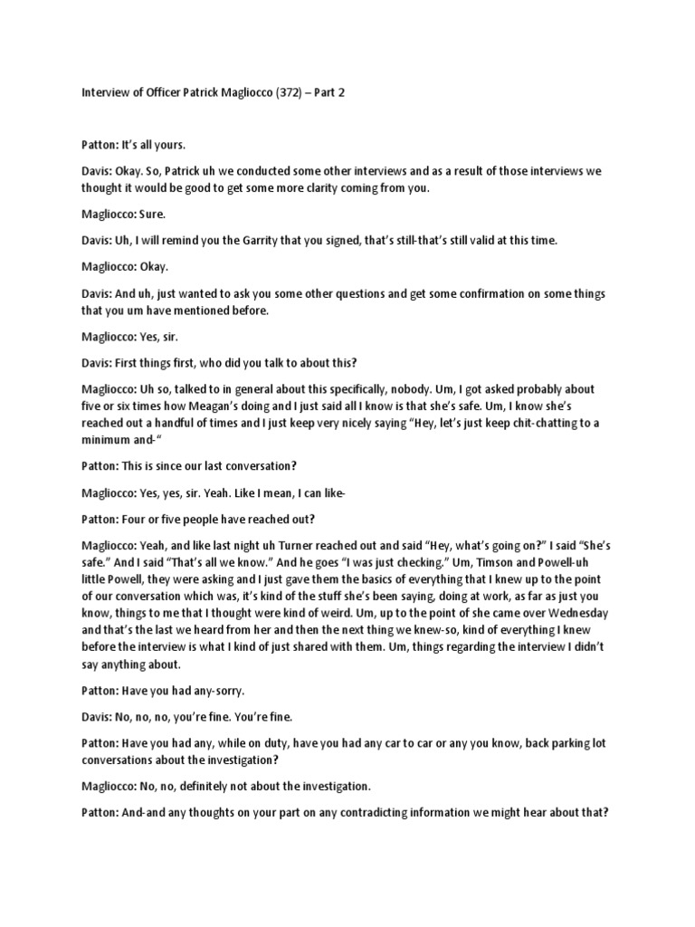 Transcript - Patrick Magliocco - Part 2 | PDF