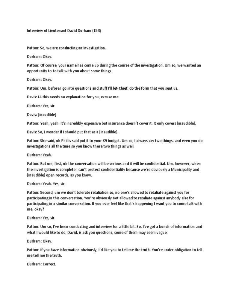 Transcript - David Durham - Part 1 | PDF