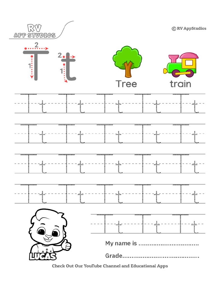 263 Free Printable Worksheets For Kids Alphabet Letter TT Tracing | PDF