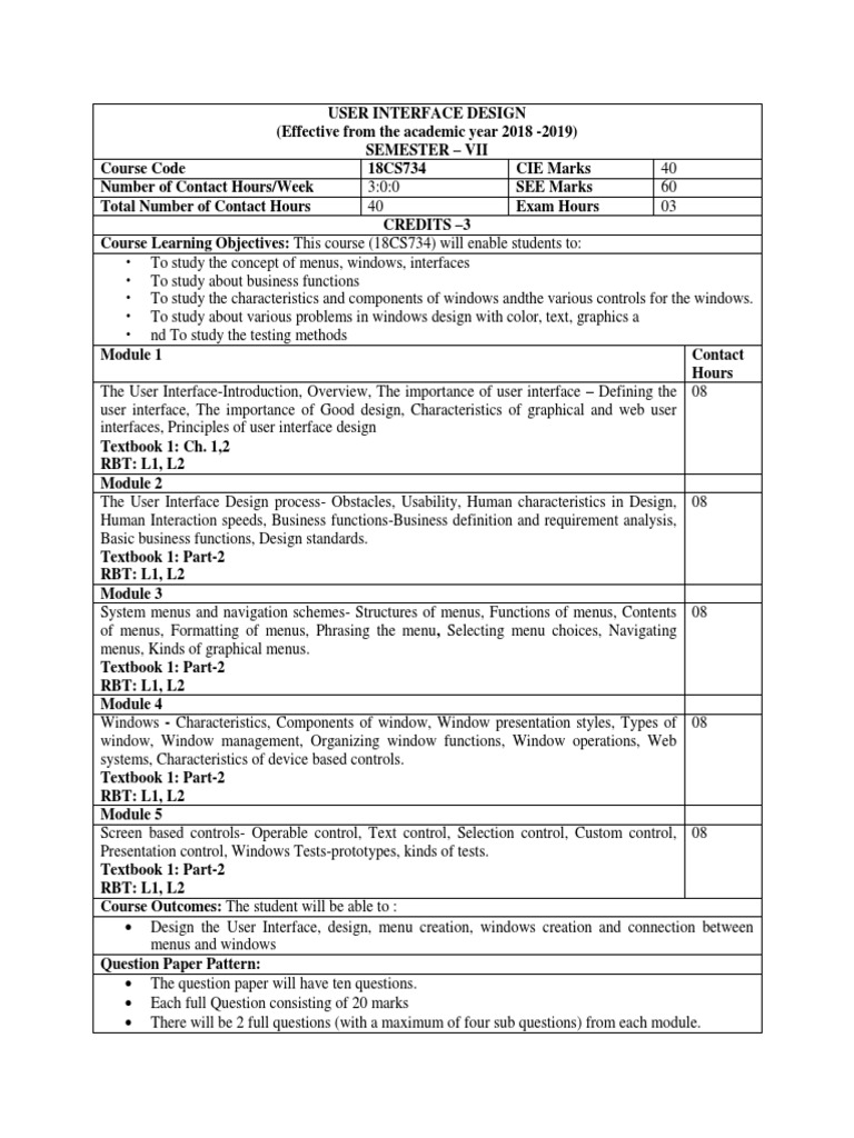 UID Syllabus | Download Free PDF | Menu (Computing) | Graphical User Interfaces