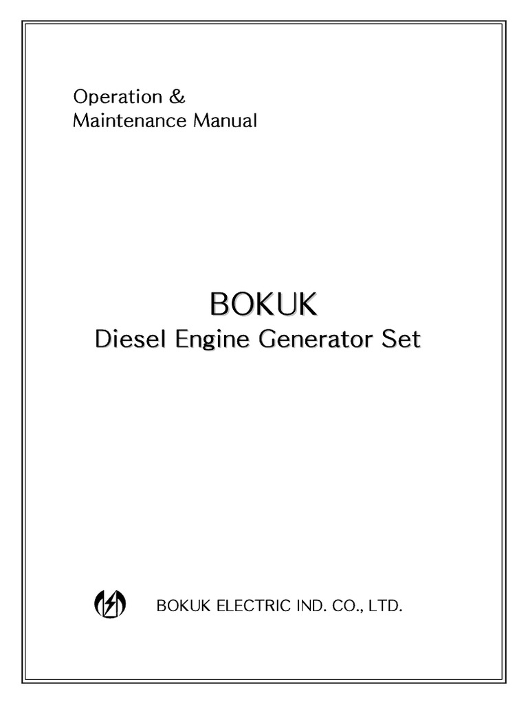 BDS Diesel Engine Generator (Operation-Maintenance) Manual | PDF ...