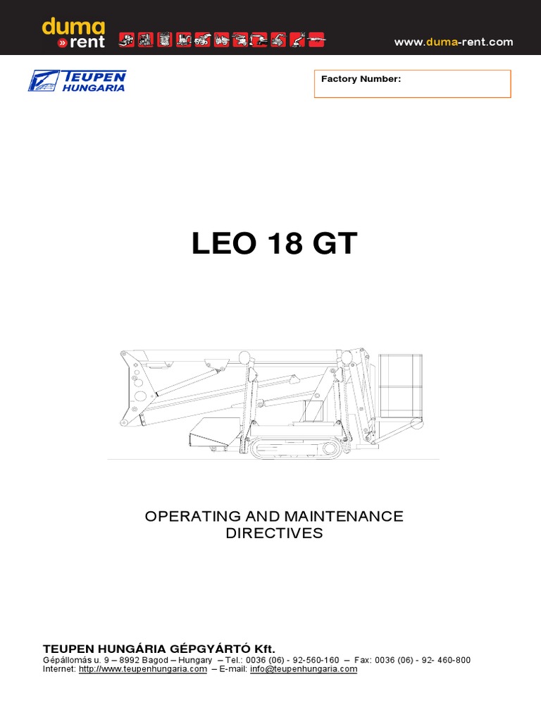 Leo 18 GT: Operating and Maintenance Directives | PDF | Switch | Machines