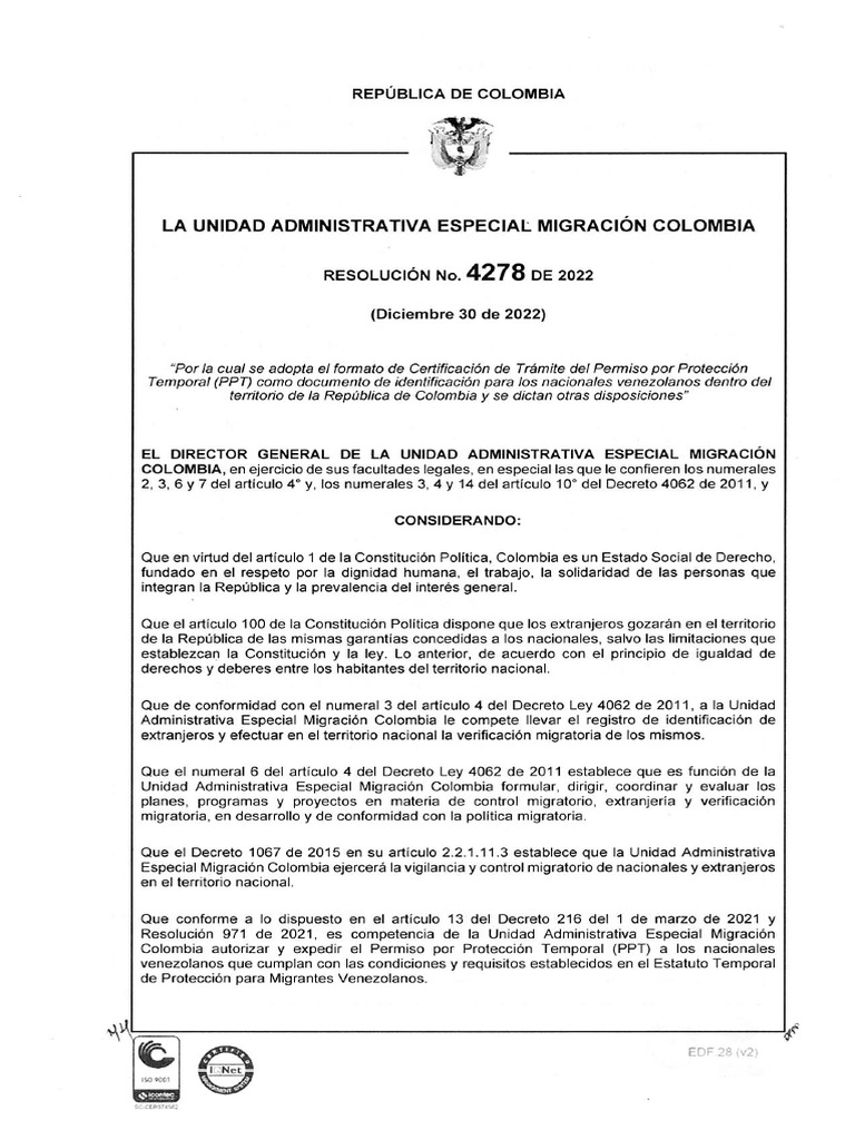 Resolucion 4278 de 2022 | PDF
