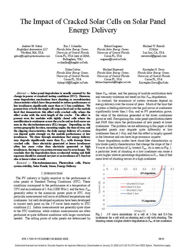 The Impact of Cracked Solar Cells On Solar Panel Energy Delivery | PDF ...