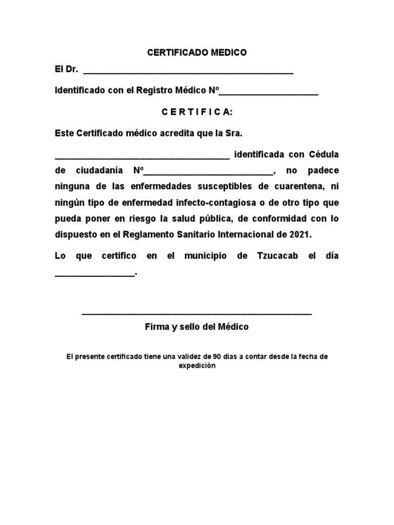 Certificado Medico | PDF