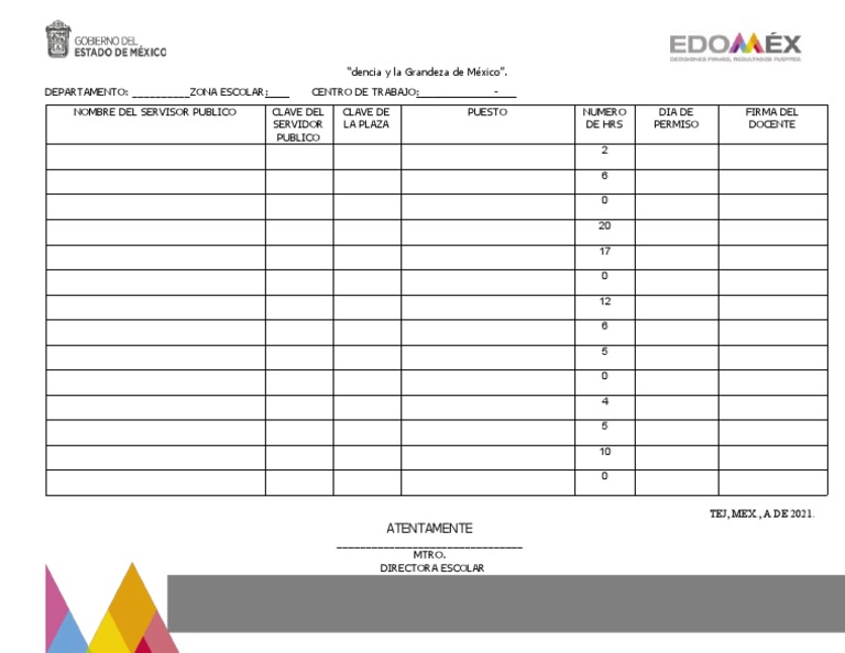 Formato para Registro de Permisos Docentes (Subdrector Escolar) | PDF