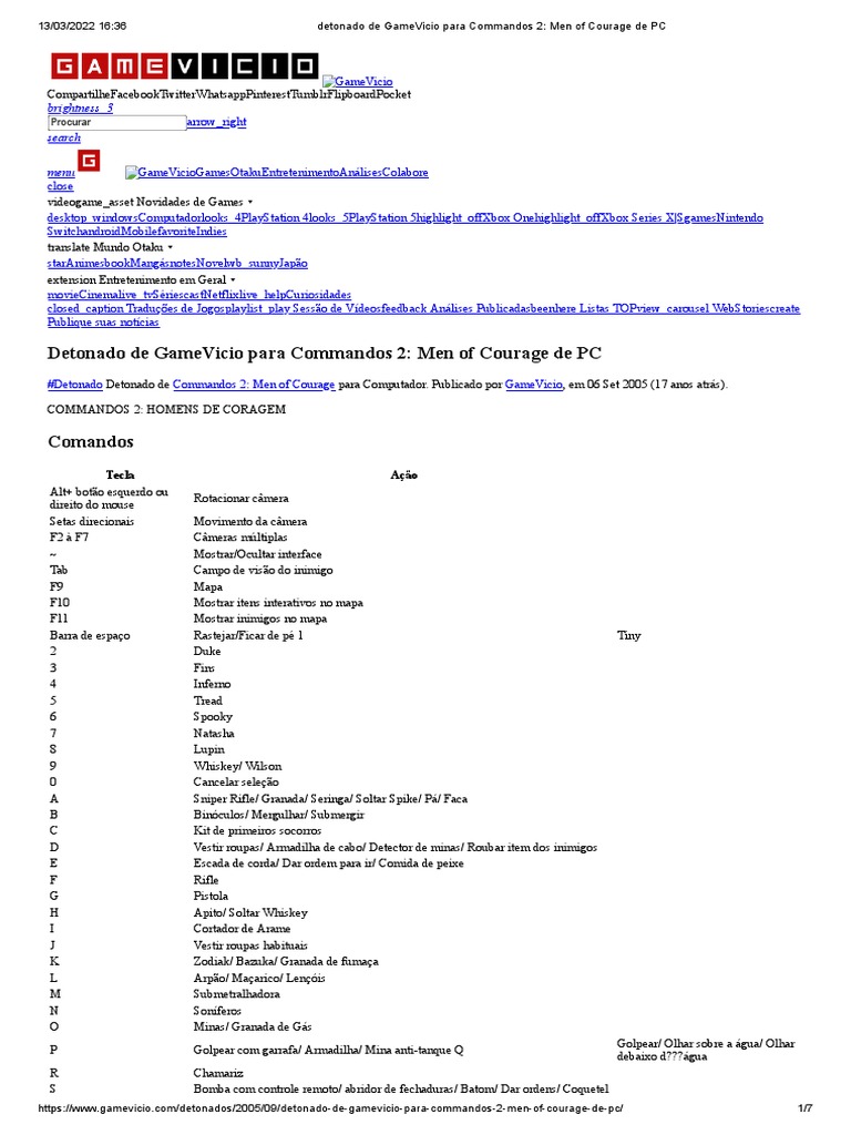 Detonado de GameVicio para Commandos 2 - Men of Courage de PC | PDF | Submarinos | Castelo