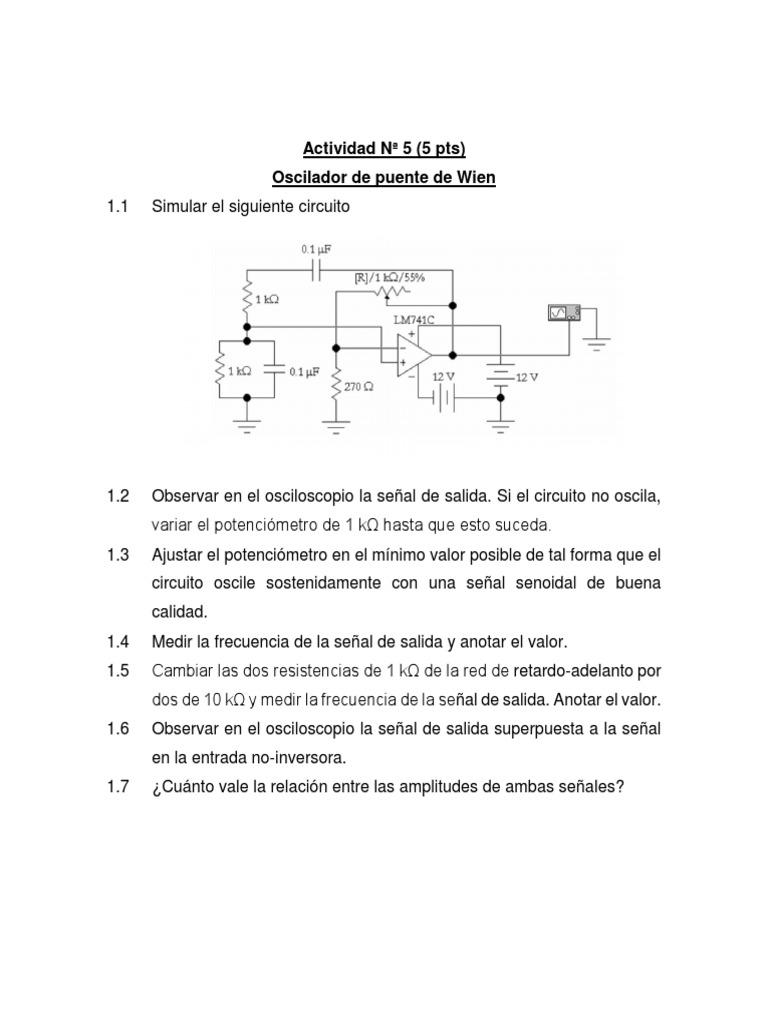 Simulación y análisis de circuitos osciladores | PDF