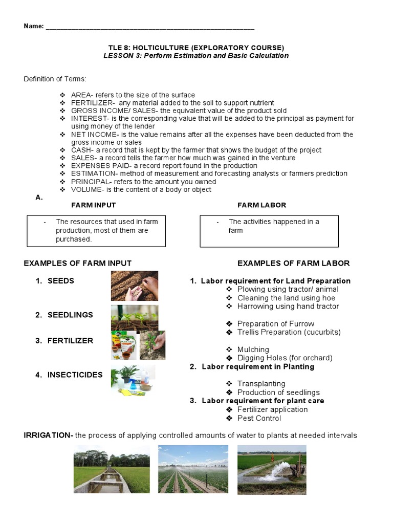 LESSON3 - Perform Estiamtion and Basic Calculation | PDF | Stocks | Farms