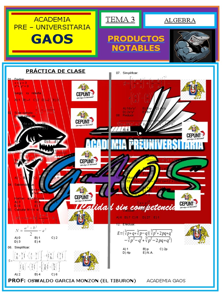 Academia Gaos Trigonometria Semana 3 - Productos Notables | PDF