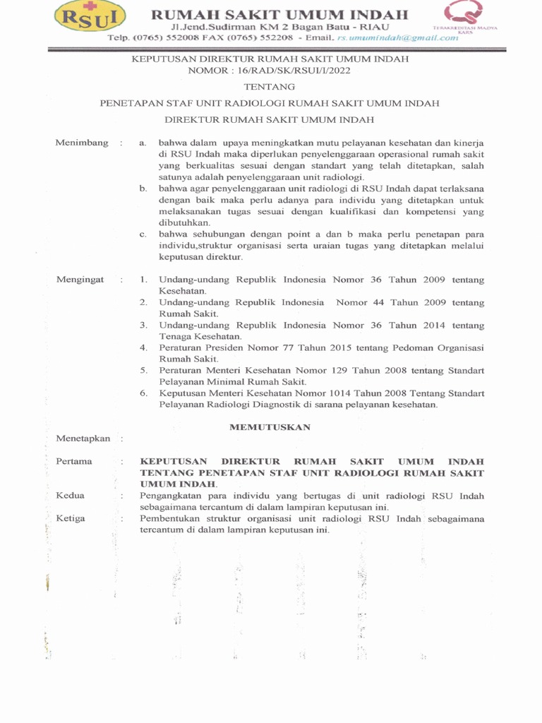 SK Unit Radiologi | PDF