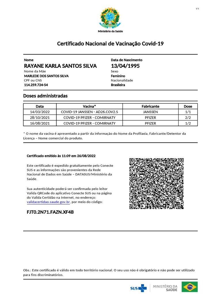 Vacinas Rayane Karla | PDF