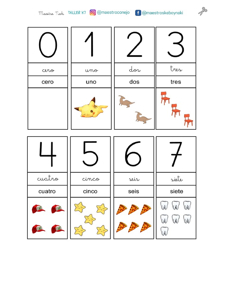 Tarjetas con los números del 0 al 9: escritura manuscrita e imprenta y ...