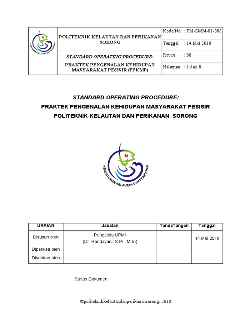 SOP PPKMP (PKL 1) - PKP Sorong | PDF