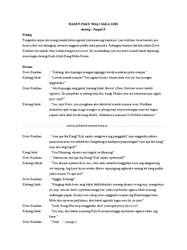 Drama - Raden Paku Wali Saka Giri | PDF