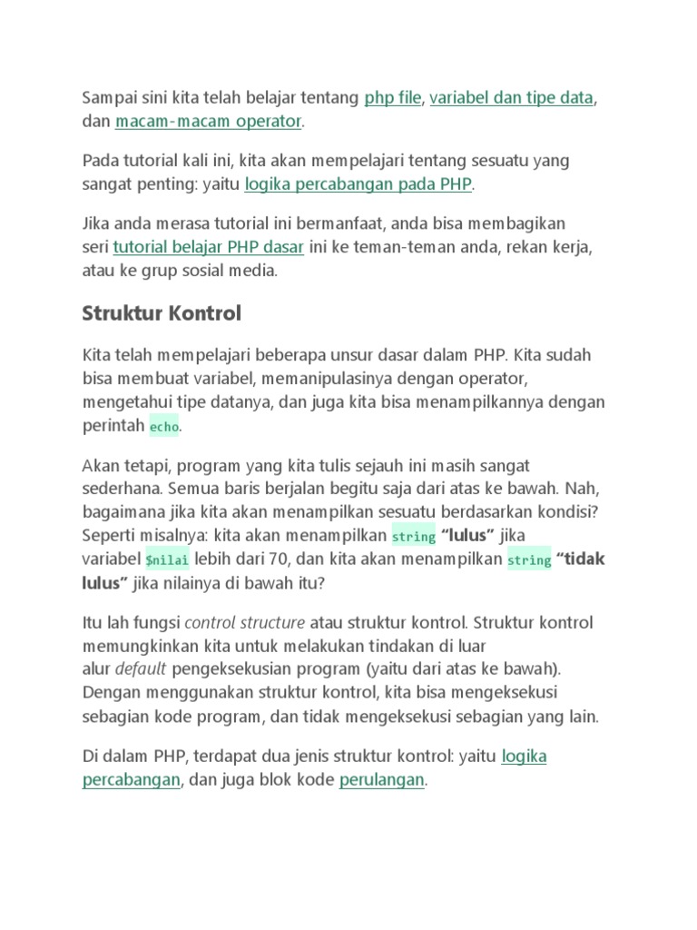 PHP Logika Percabangan | PDF