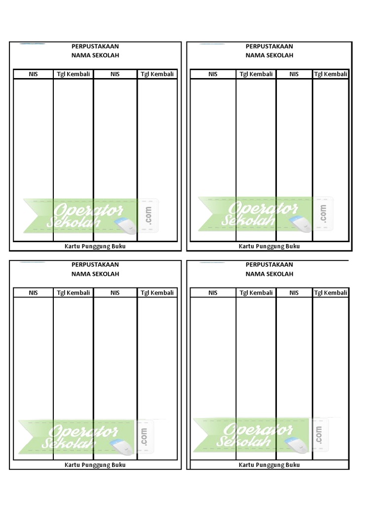 Aplikasi Cetak Kartu Punggu Buku Perpustakaan Sekolah Dengan Excel | PDF