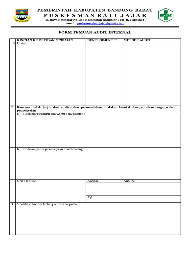 Form Temuan Audit Internal Pdf