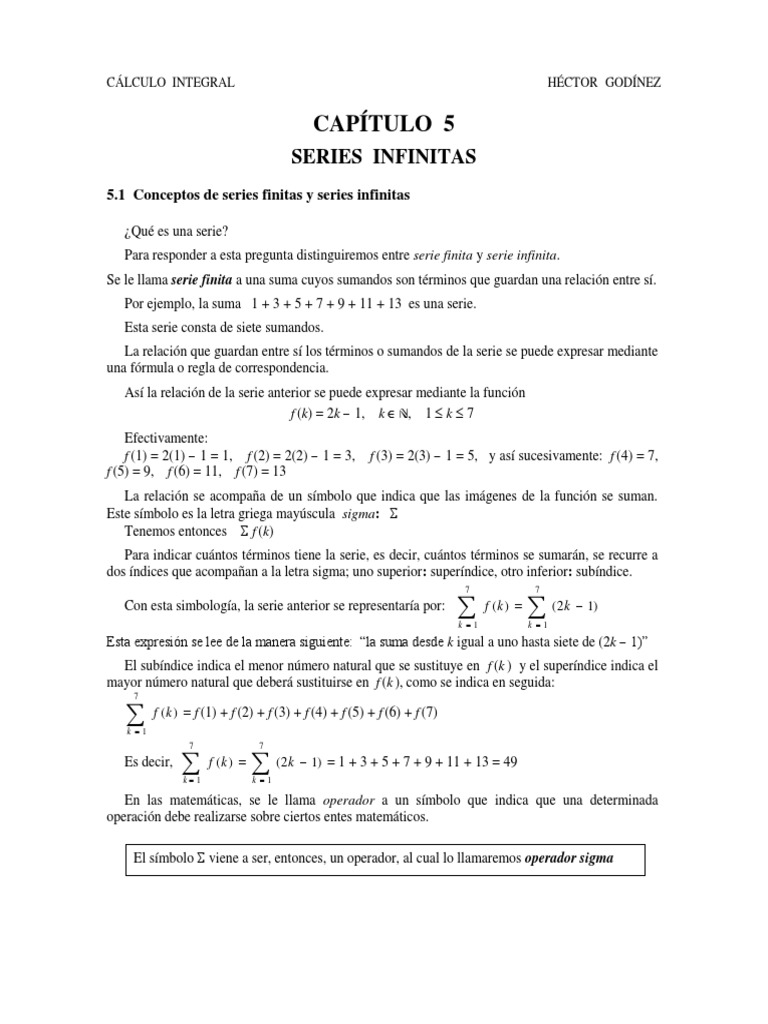 Capítulo 5 Series Infinitas | PDF | Series (Matemáticas) | Aritmética