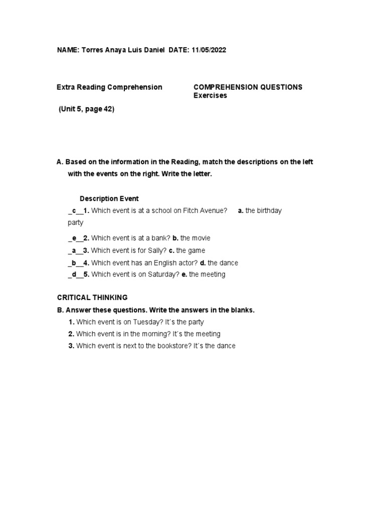 UNIT 05 Events | PDF