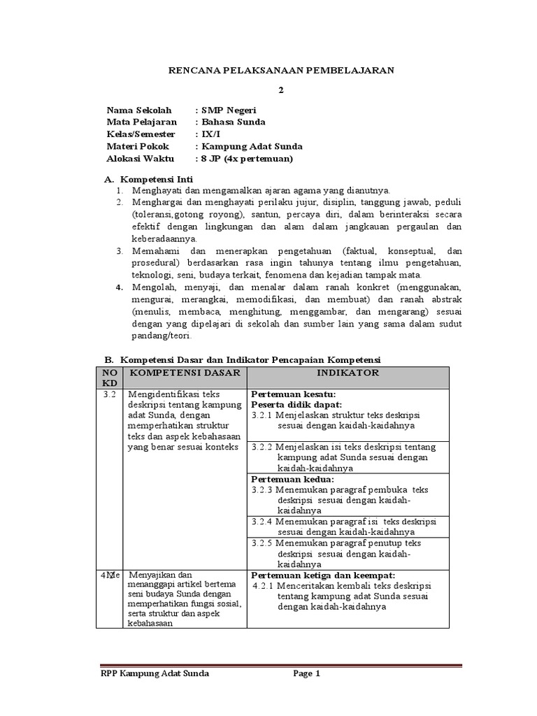 RPP Kampung Adat | PDF