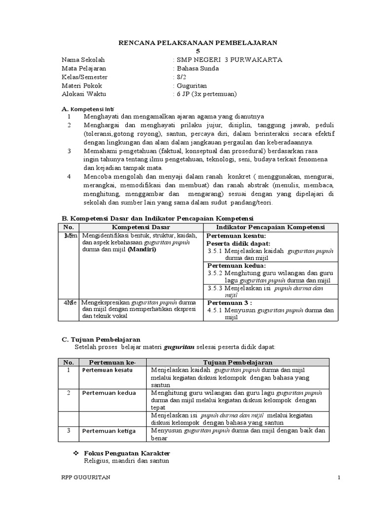 RPP Guguritan | PDF | Karier & Perkembangan