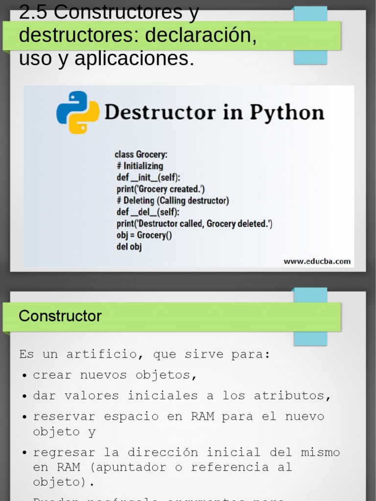 2.5 Constructores y Destructores | PDF | Programación | Constructor ...
