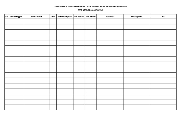 Form Isian Penggunaan Ruang Uks | PDF