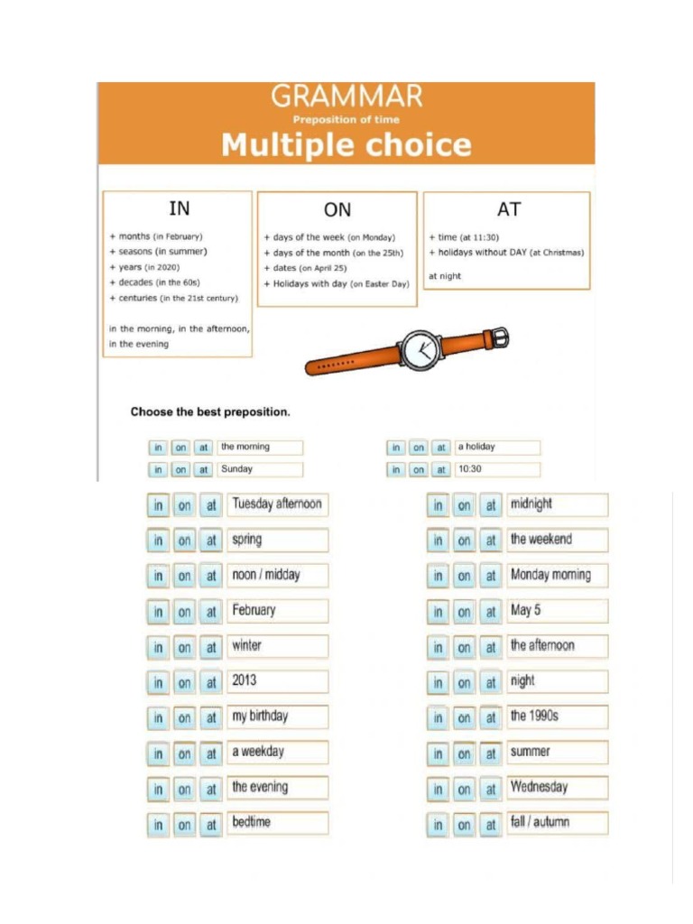 Prepositions of Time | PDF