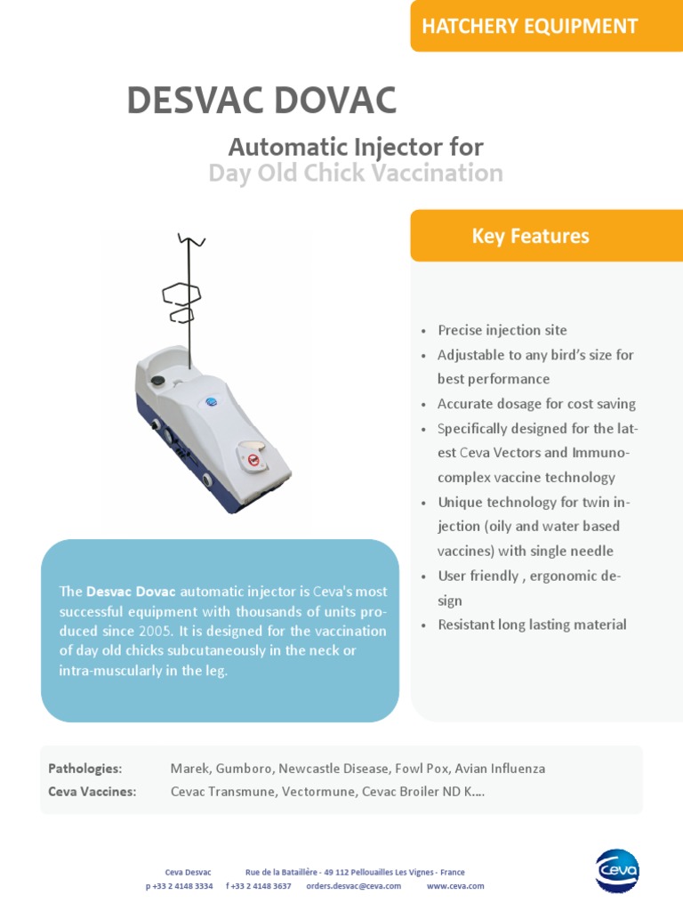 Desvac Dovac: Automatic Chick Vaccinator | PDF | Injection (Medicine ...