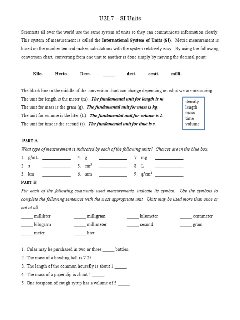 SI Units | PDF | Litre | Kilogram