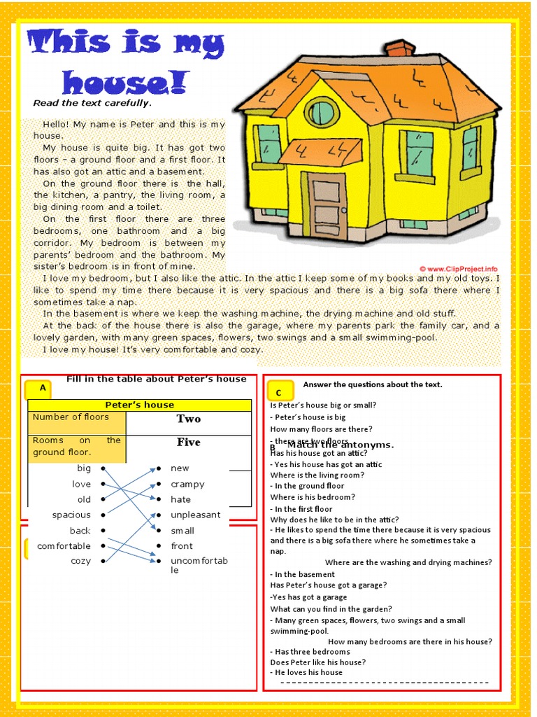 Peter's House Reading Comprehension | PDF | Room | Home