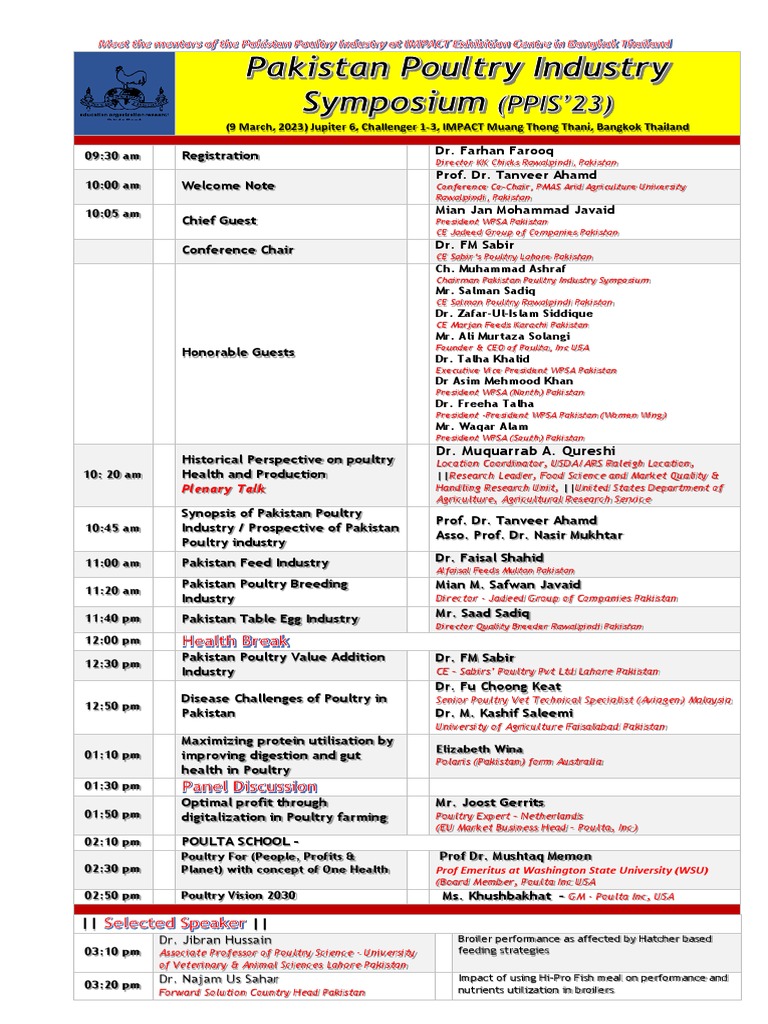 2023 Ppis Program Final1 | PDF | Pakistan | Poultry