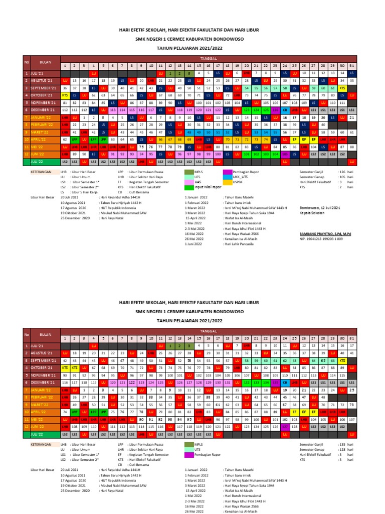 Kalender Akademik SMK 1 Cermee 2021/2022 | PDF