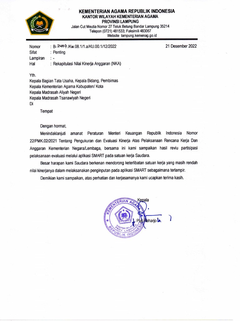 Surat NKA Satker | PDF