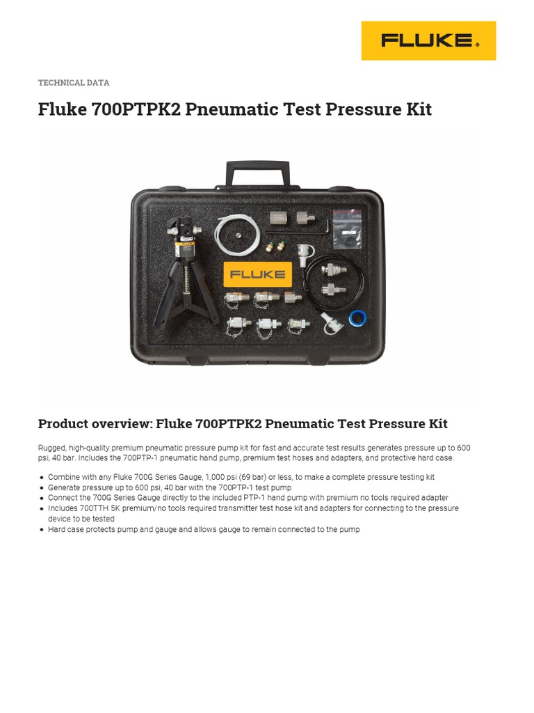 Fluke 700PTPK2 Pneumatic Test Pressure Kit | PDF | Equipment ...