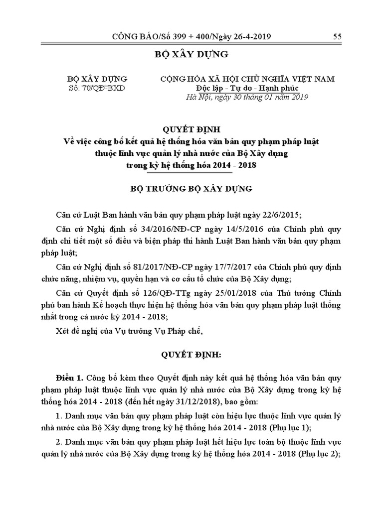 2019 - 399 + 400 - 70-QĐ-BXD. | PDF