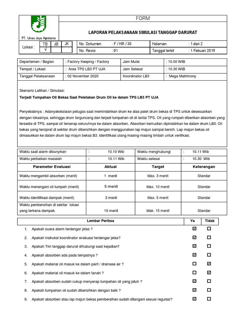 Simulasi Tanggap Darurat LB3 | PDF