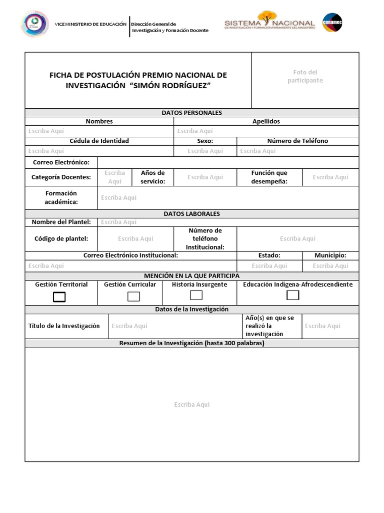 Ficha de Postulación | PDF