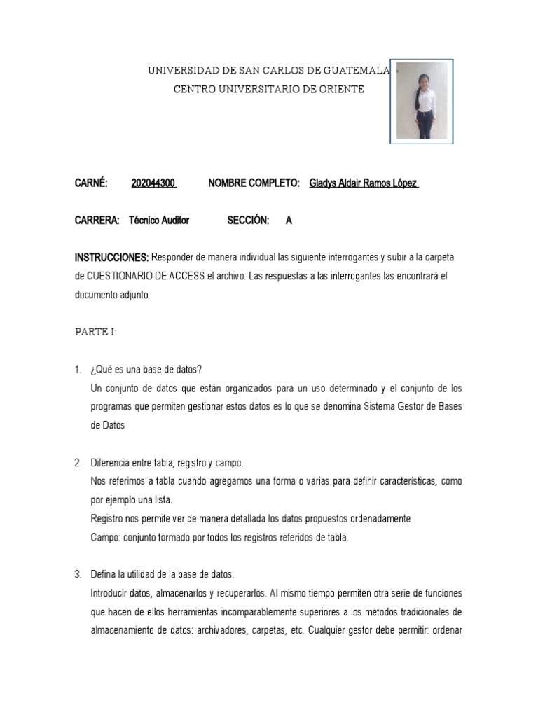 2021 - Cuestionario Access | PDF | Bases de datos | SQL