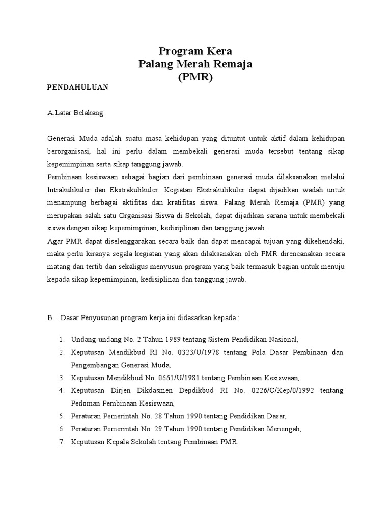 Program Kerja PMR Sekolah 2022/2023 | PDF | Karier & Perkembangan