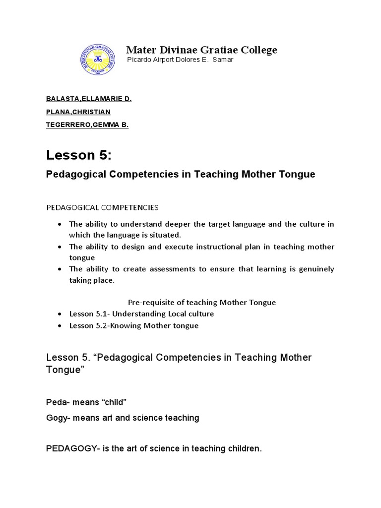 MTB - MLE Lesson 5 | PDF | Word | Idiom