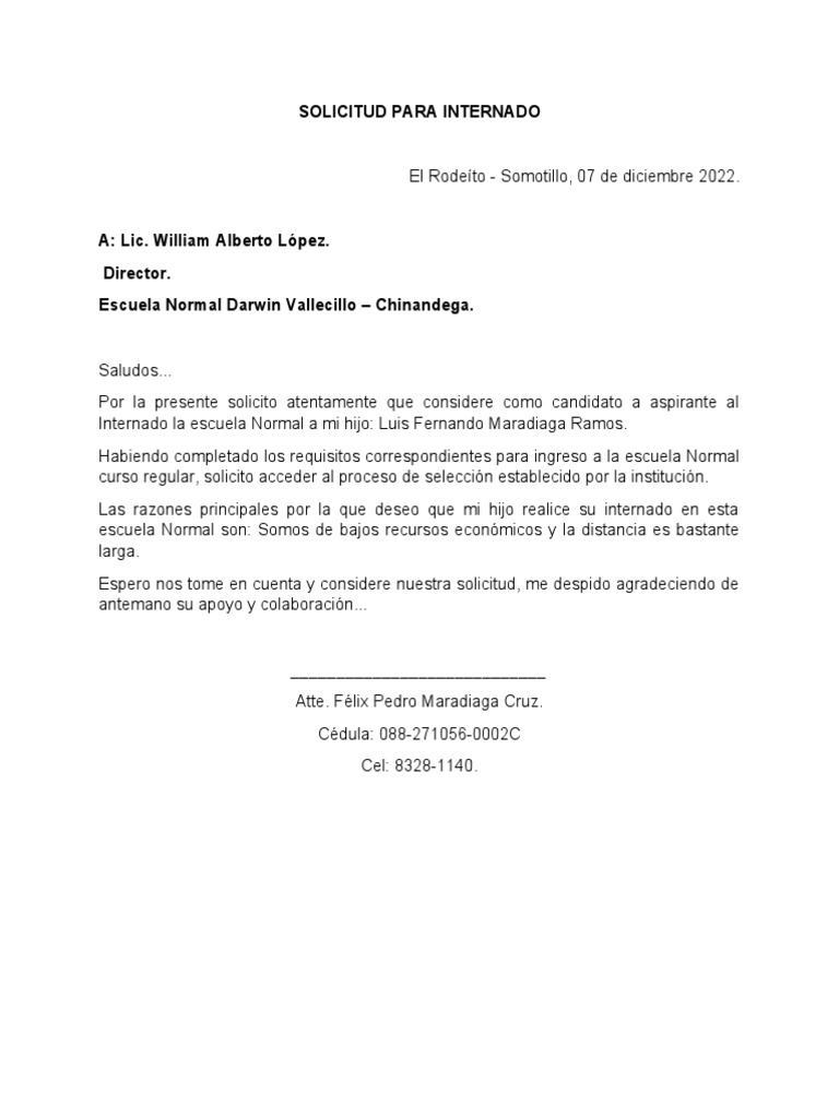 Solicitud para Internado | PDF