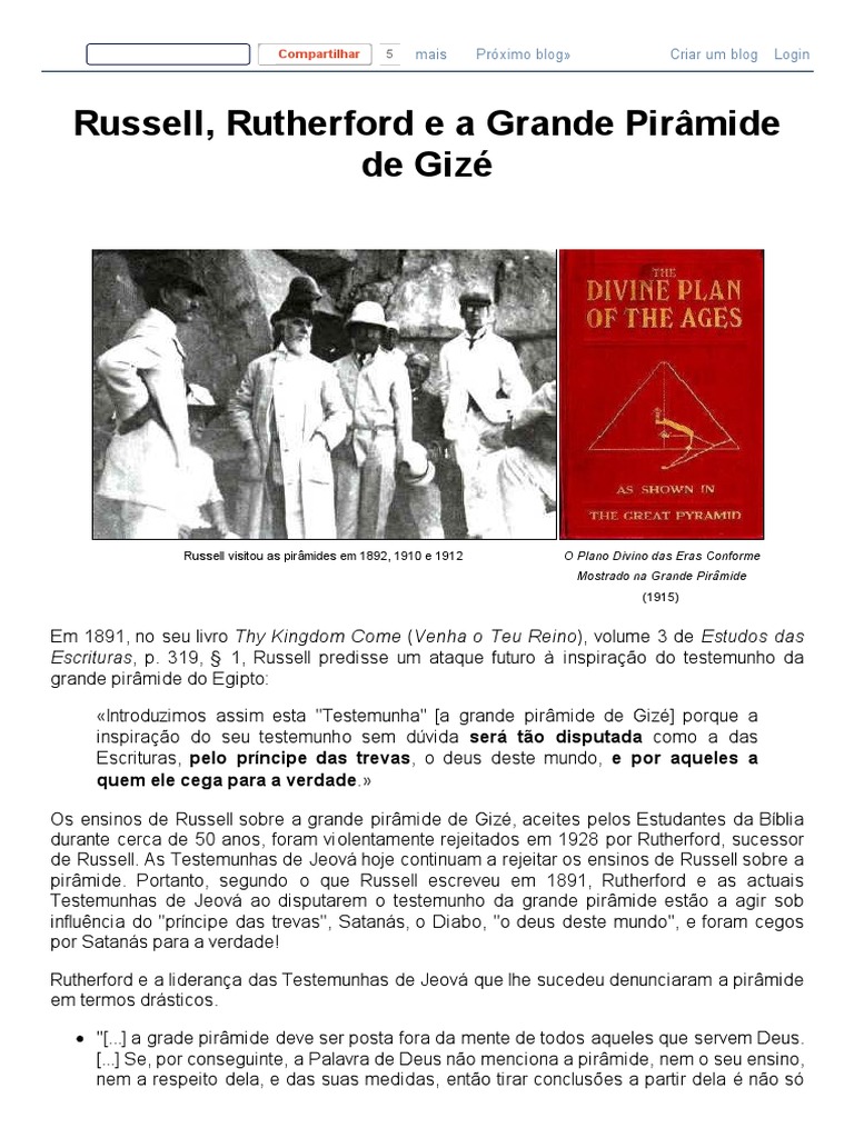 Russell, Rutherford e A Grande Pirâmide de Gizé | PDF | Bíblia | YHWH