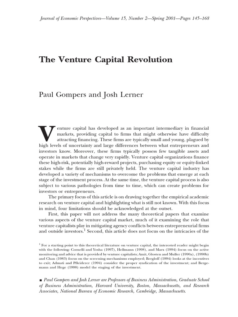 The Venture Capital Revolution | PDF | Corporate Finance | Venture Capital The Venture Capital Revolution | PDF | Corporate Finance | Venture Capital