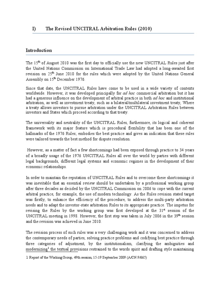 UNCITRAL Arbitration Rules Update | PDF | Arbitral Tribunal | Arbitration