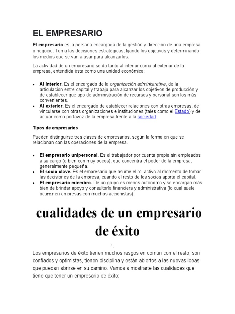 El Empresario | PDF | Business | Iniciativa empresarial