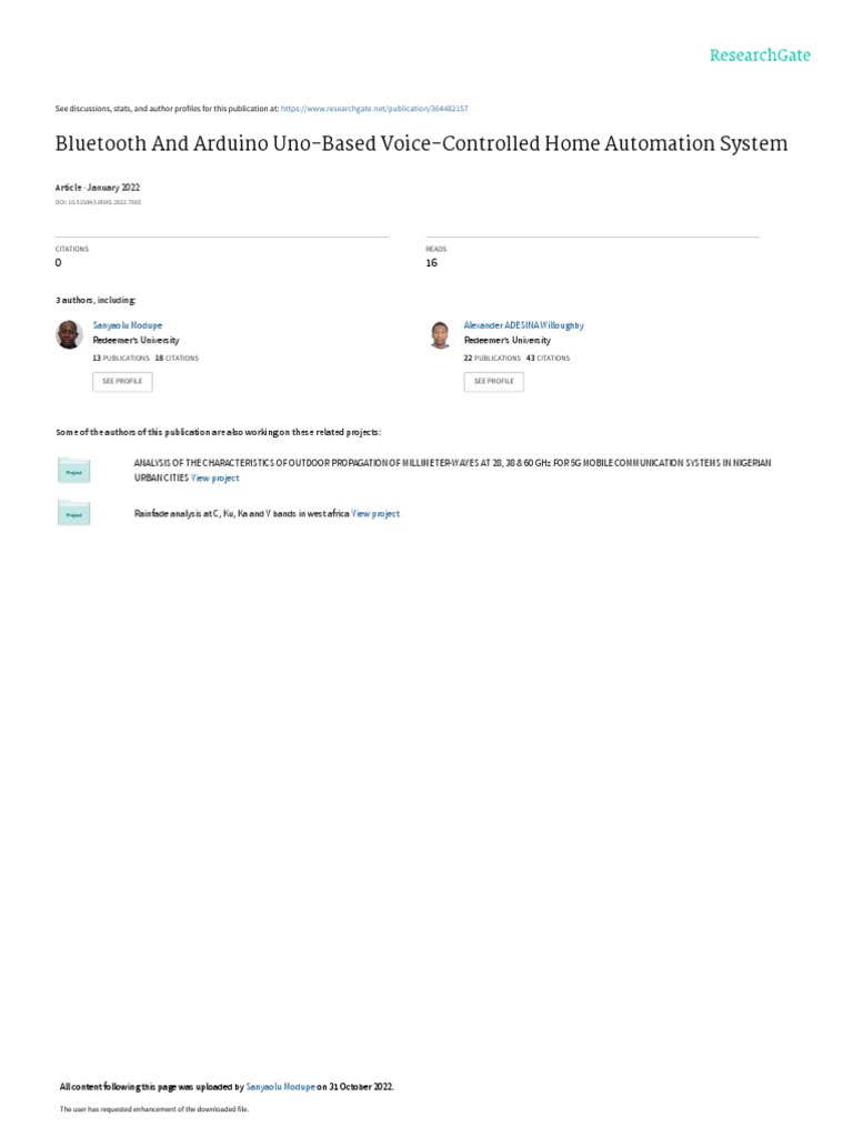 Bluetooth and Arduino Uno-Based Voice-Controlled Home Automation System | PDF | Arduino | Home ...
