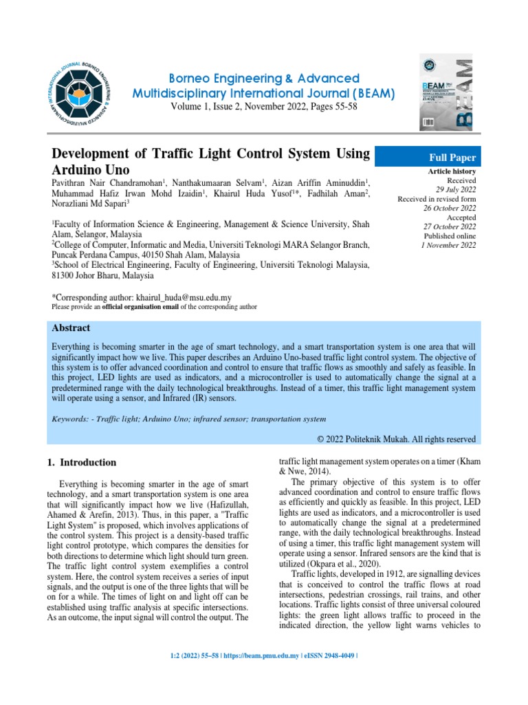 Development of Traffic Light Control System Using Arduino Uno | PDF ...